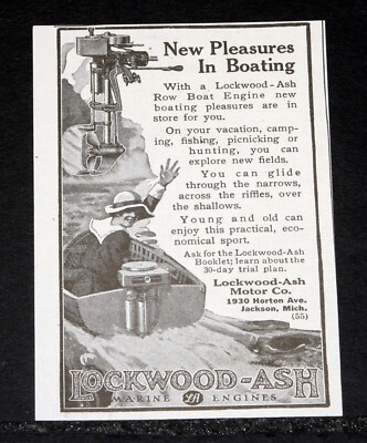 1919 OLD MAGAZINE PRINT AD, LOCKWOOD-ASH MARINE ENGINES, NEW BOATING ...