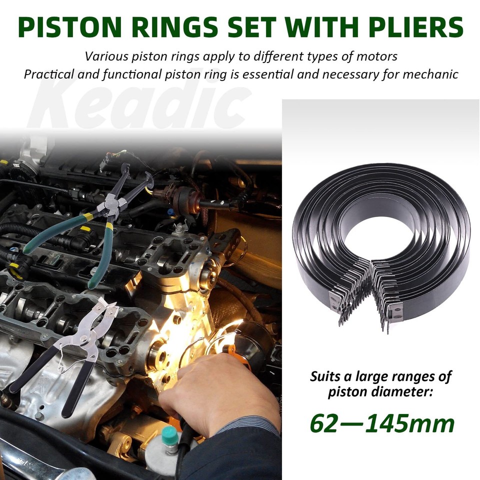 16 Pcs Automotive Engine Piston Ring Compressor Tool Set Contains ...