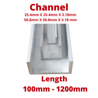 Aluminium Channel U Profile 25mm 50mm - Custom Length 1500mm / 6082 T6 ...