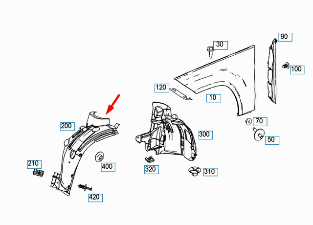 Mercedes-Benz Glk-class X204 Front Left Arch Liner Front Part ...