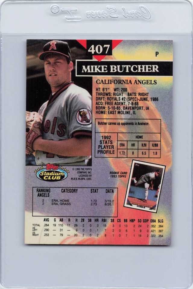 1993 Stadium Club #407 Mike Butcher Angels Signed Auto *G5646 | eBay