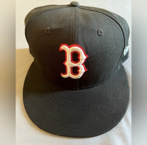 Boston Red Sox Hat New Era Snapback 59Fifty Black, White Logo Sz. 7 3/4 ...