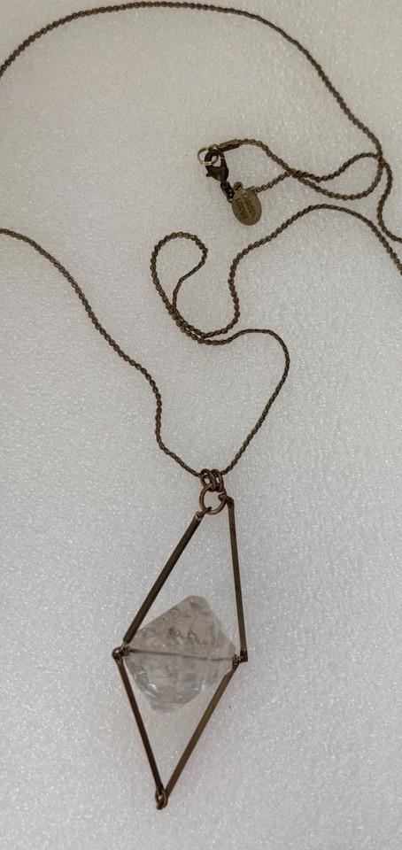 Larissa Loden Raw Crystal Quartz Rock Suspended Pendant Necklace Long ...