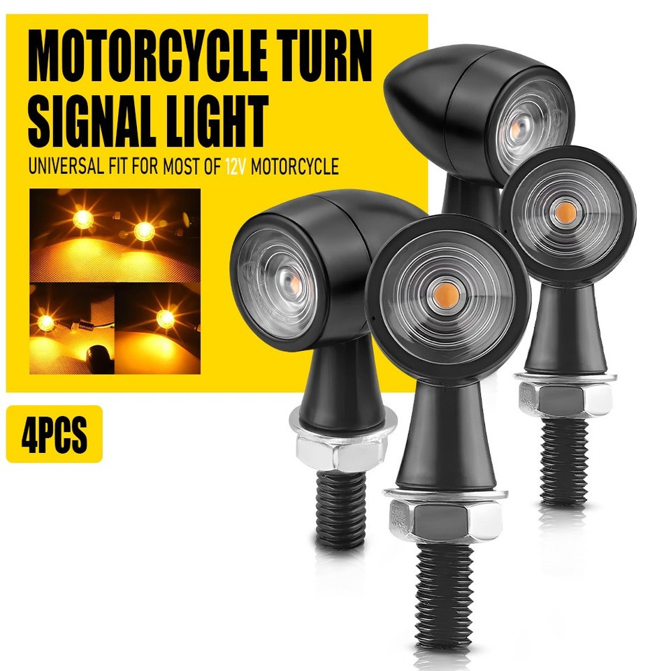 2/4X Bullet LED Motorcycle Turn Signals Amber Blinker Light Indicators ...