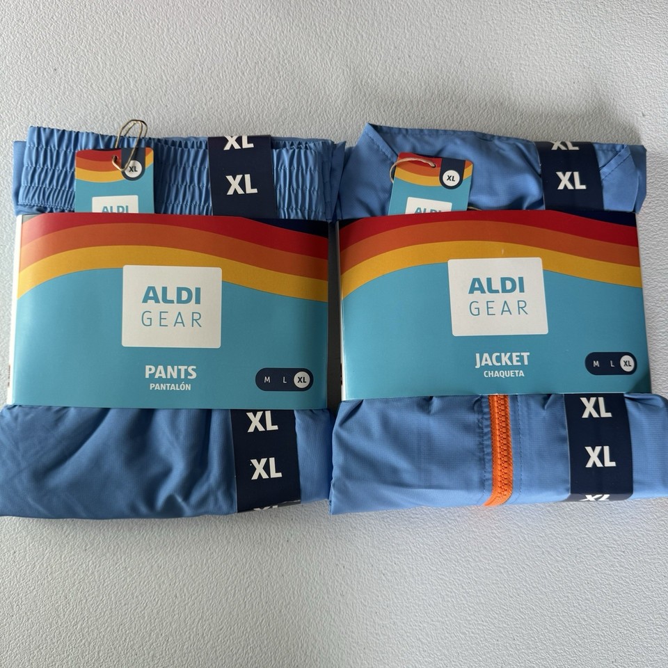 Aldi Gear Tracksuit Set XL Windbreaker Jacket Pants Blue Orange 50th ...