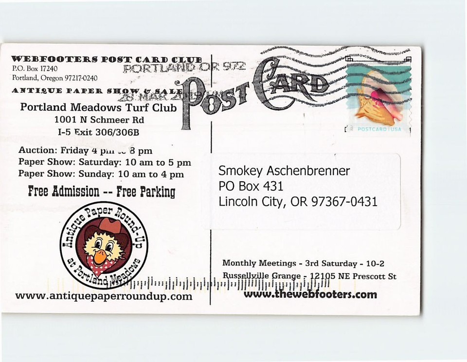 Postcard Antique Paper Round-Up, Portland Meadows Turf Club, Portland ...