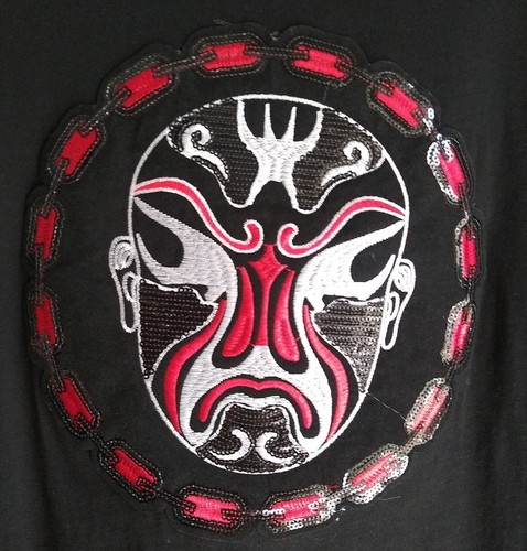 Chinese Peking Opera Mask Embroidered T-Shirt Black Large | eBay