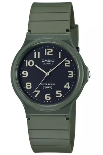Casio Black Dial Men's Green Resin Strap Analog Round Wrist Watch MQ ...