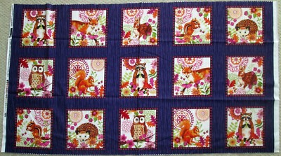 1 Colorful "Enchanted Forest" Cotton Fabric Quilting/Wallhanging Panel ...