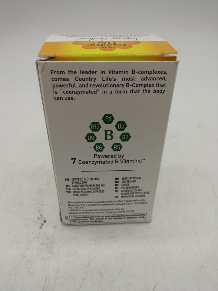 Country Life Coenzyme B-Complex Advanced 60 Vegetarian Capsules Gluten ...