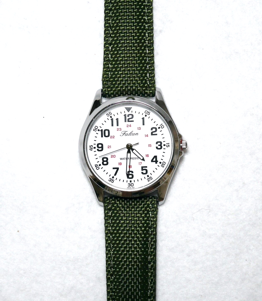 CITIZEN Q&Q Falcon White Green Field Watch QB38-304 Quartz Military ...
