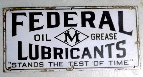 EARLY FEDERAL AUTOMOTIVE LUBRICANTS PORCELAIN ENAMEL SIGN | eBay