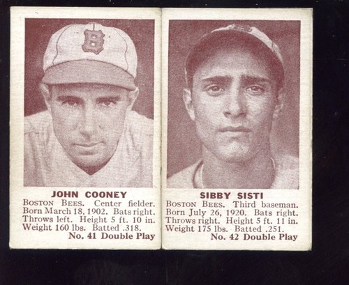 1941 Double Play Baseball Card #'s 41 & 42 John Cooney & Sibby Sisti | eBay