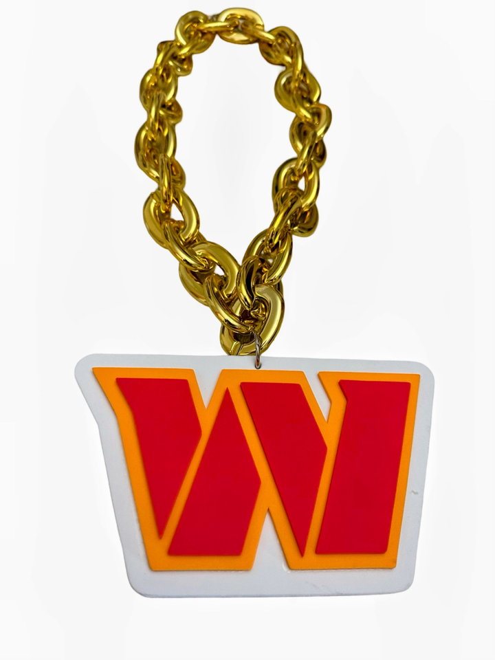 Washington Commanders Big Chain Necklace 34" Gold W Logo Pendant 8"x5.5 ...