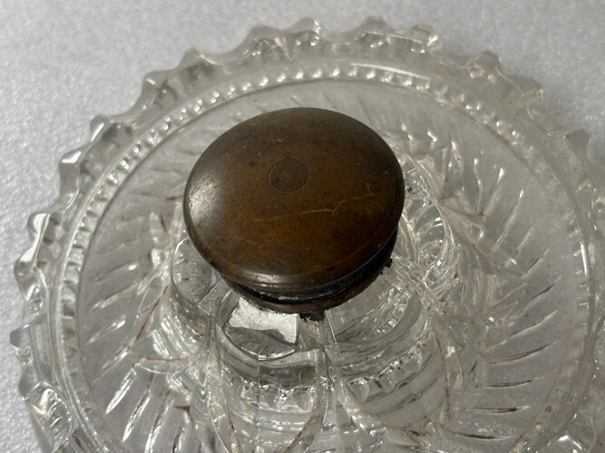 56182 Old Antique Vintage Glass Bottle Ink Well Inkwell Pontil Pressed ...