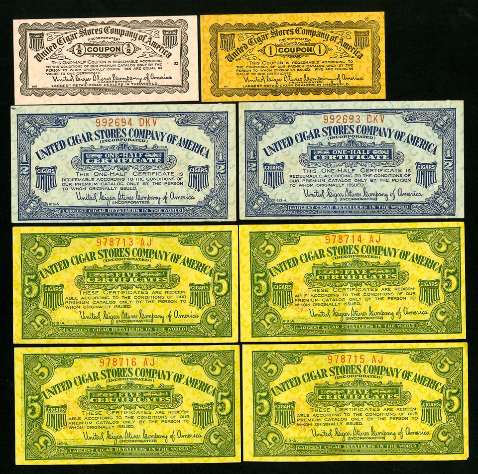 US Stamps Cigar Store Coupons 8 mint United Cigar Store coupons | eBay