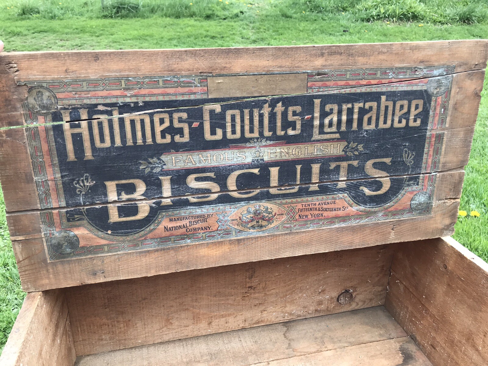 LARGE Antique Holmes & Coutts Famous English Fancy Biscuit Wood Crate ...