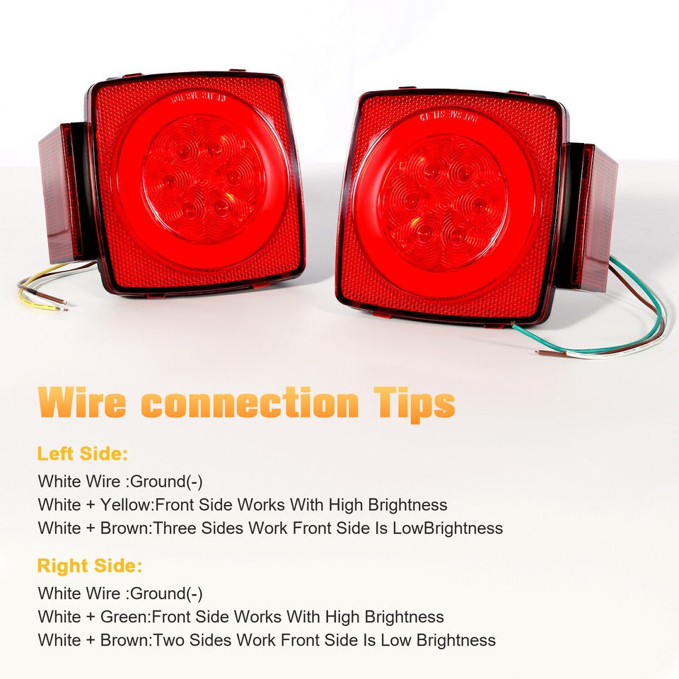 LED Trailer Light Kit Stop Turn Tail Lights Brake Running Light Red ...