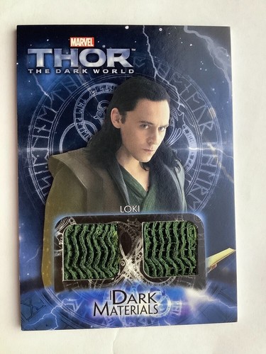 Loki costume card Thor memorabilia Marvel MCU Dark World Dark Materials ...