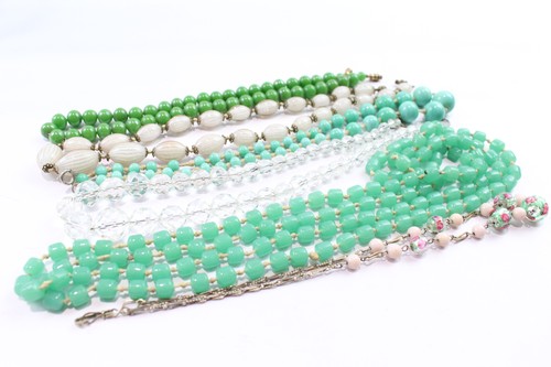 Antique Glass Necklaces Foiled Glass Cut Crystal Individually Knotted x ...