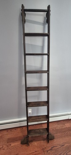 Antique Oak Rolling Library Ladder Putnum Ladder Co Early 1900s | eBay