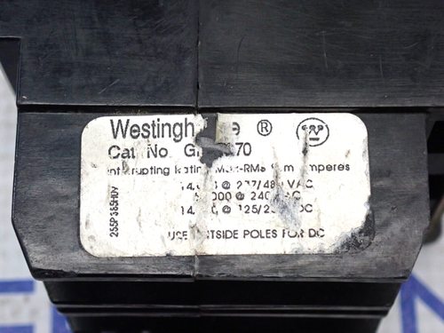 Westinghouse GHB3070 70 Amp 277/480V 3 Pole GHB Bolt On Circuit Breaker ...