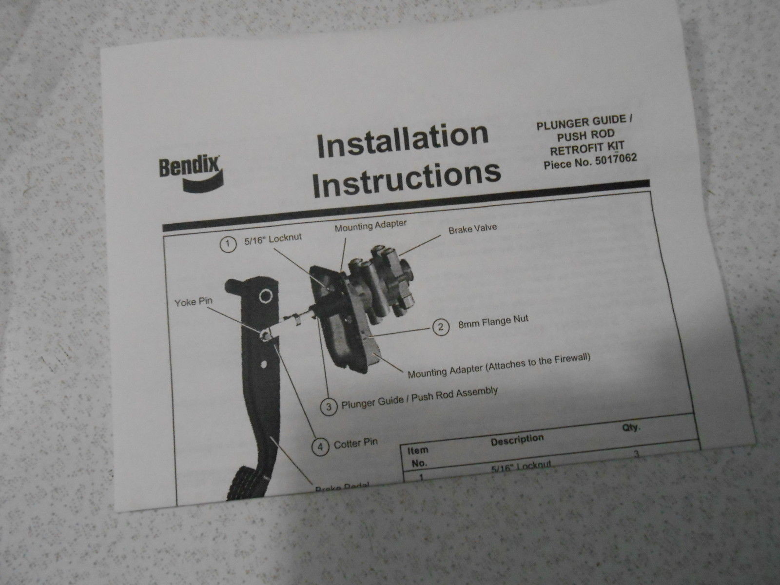 5017062 Bendix Plunger Push Rod Kit 8900180r91 for sale online | eBay