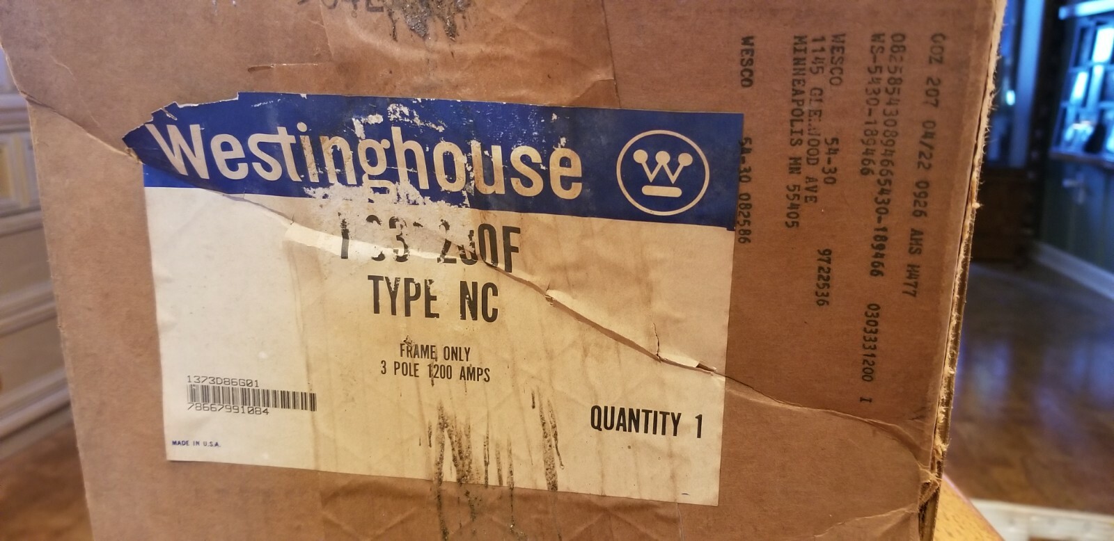NC31200F WESTINGHOUSE 1200 AMP RATING PLUG Circuit Breaker TA1200NB1 ...