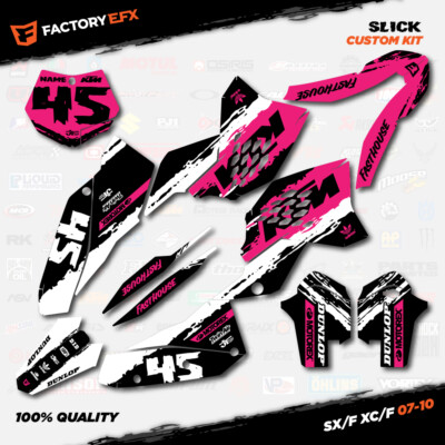 White & Pink Slick Racing Graphics Kit fit KTM 07-10 SX Sxf XC 125 250 ...