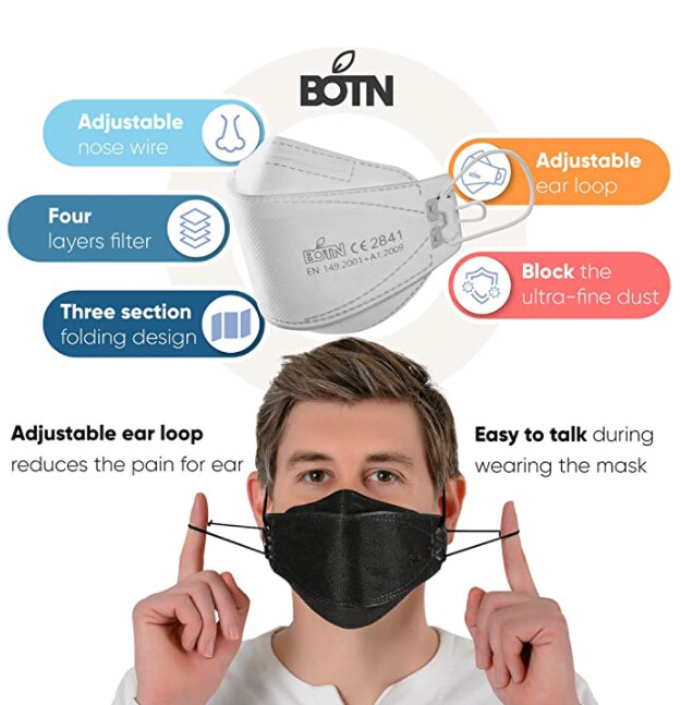 10 Packs Adjustable BOTN KF94 Korean Face Mask Made in Korea Dust Cover ...