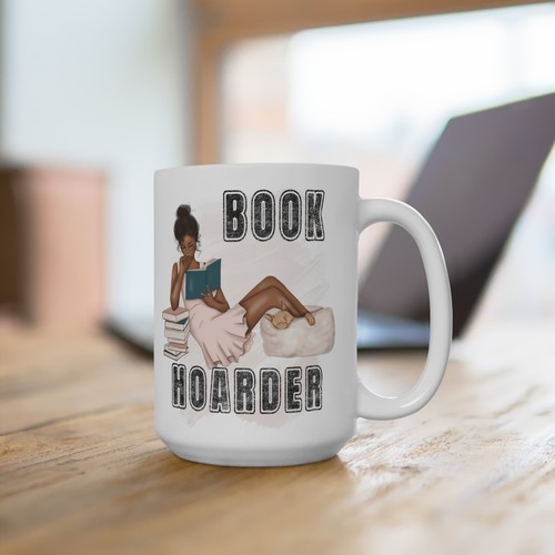Book Hoarder African American Black Woman Mug 15oz Coffee Tea Cup Book ...