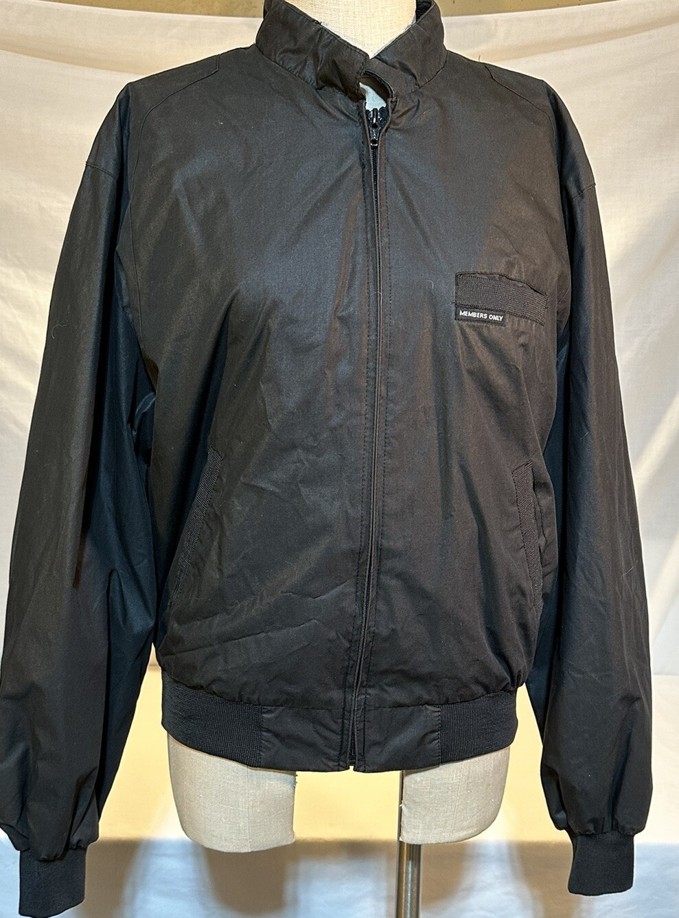 Vintage Members Only Jacket 42 Large Black 80s Windbr… - Gem