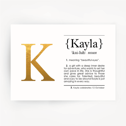 Name Definition Art Print KAYLA | eBay
