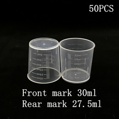 30ml Clear Disposable Liquid Measure Pot Container Medicine Measuring ...