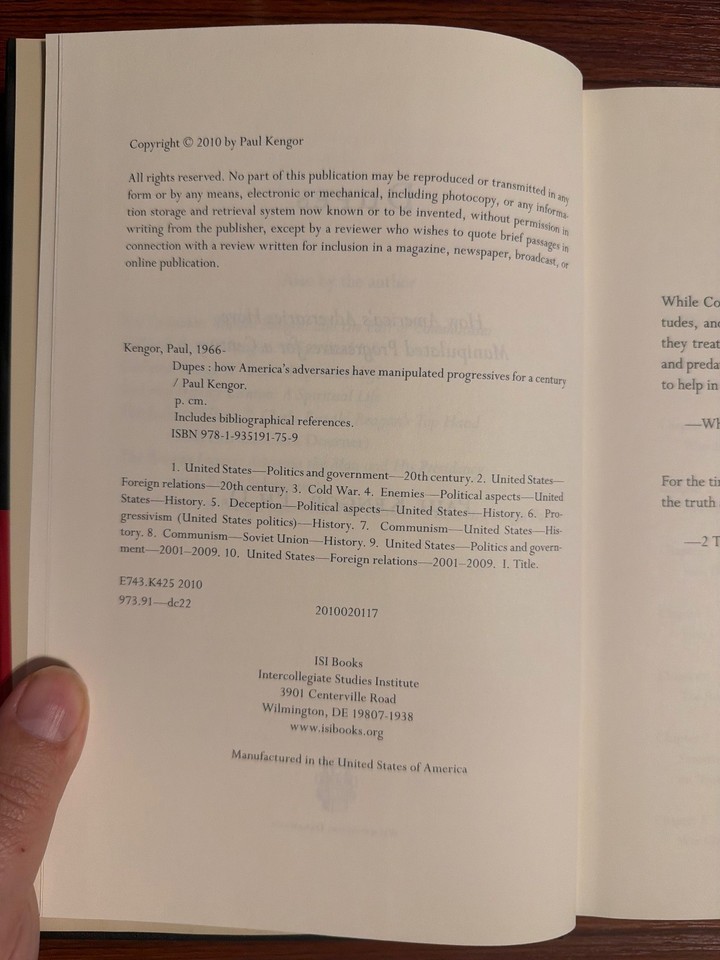Dupes Paul Kengor 2010 Cold War US Politics History ISI Books | eBay