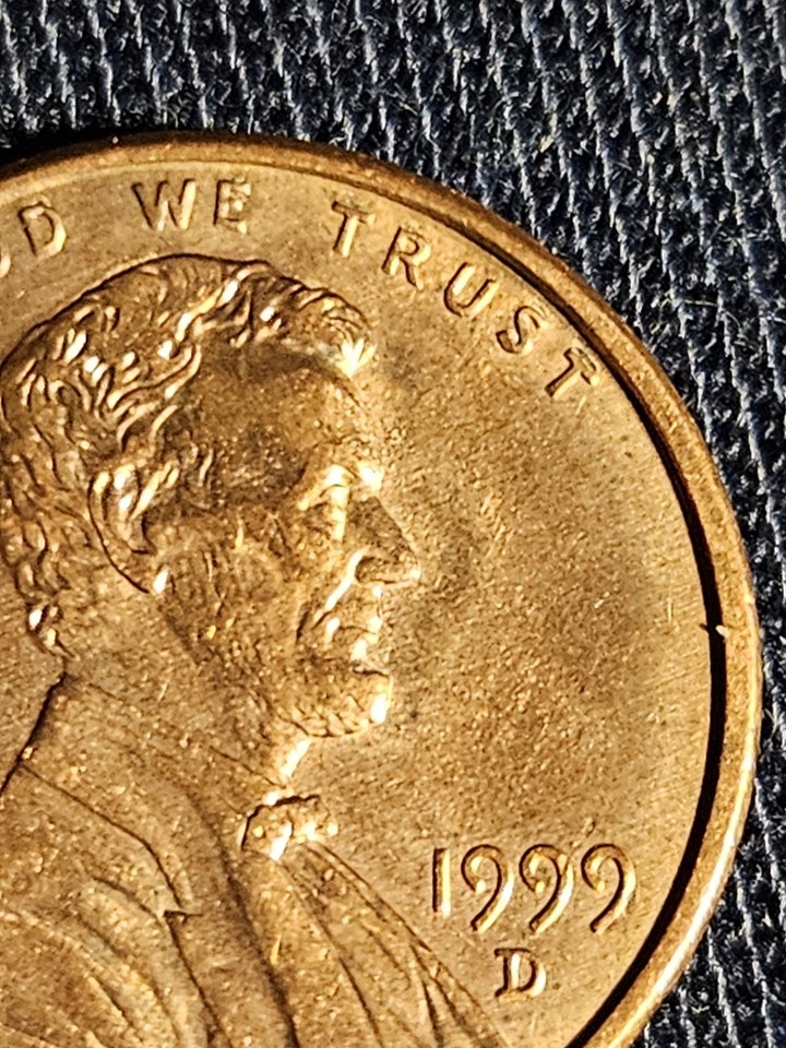 1999 D Lincoln Memorial Penny Errors Struck Off Center, Close AM, (AU ...
