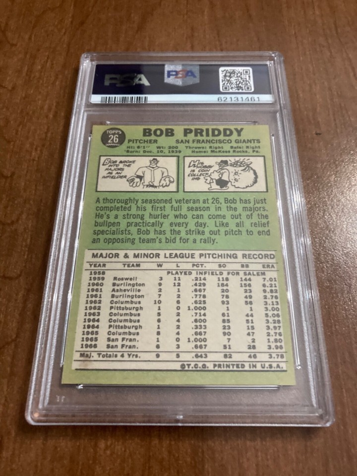 Psa 6 1967 TOPPS Bob PRIDDY no trade statement #26 | eBay