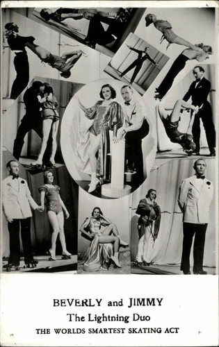 Postcard ROLLER SKATING ACT Beverly and Jimmy "Lightning Duo" SHOW ...