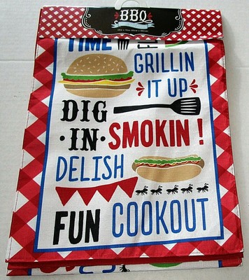 BBQ TABLE RUNNER 13" X 72" FUN COOKOUT SAYINGS | eBay