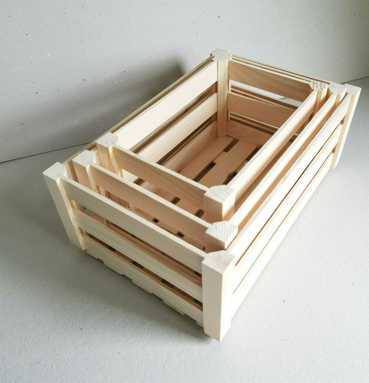 Plain Wooden Slate Crate Small Medium Large Set Unvarnished Display ...