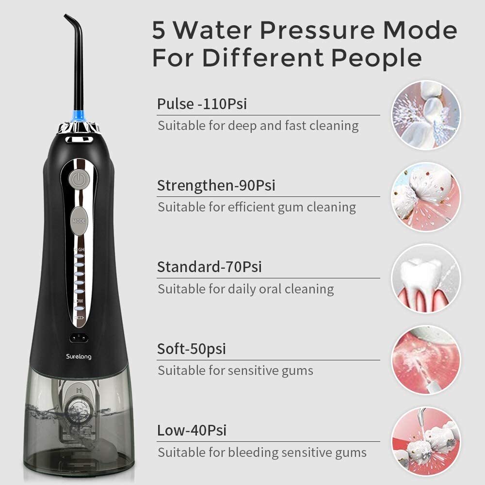 Water Flosser Cordless Dental Oral Irrigator Travel Teeth Cleaner Floss ...