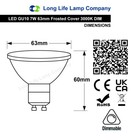 7W 63mm DIMMABLE GU10 LED Replacement for 63mm Halogen bulb Warm or ...