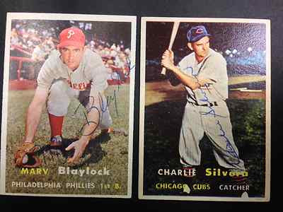 Autographed 1957 Topps Baseball Card Charlie Silvera NY Yankees with ...
