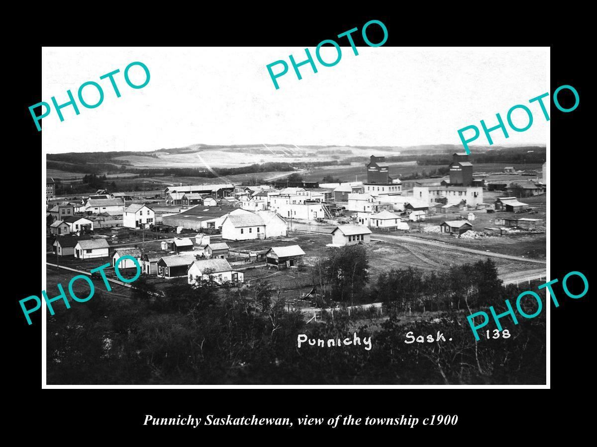 OLD POSTCARD SIZE PHOTO OF PUNNICHY SASKATCHEWAN VIEW OF THE TOWNSHIP ...
