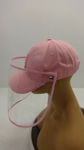 NWT PINK COTTON BASEBALL CAP WITH SNAP ON FACE SHIELD MASK ONE SIZE ...