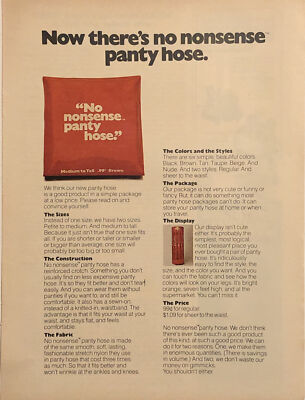 PRINT AD 1974 No Nonsense Panty Hose Reasons To Buy No Gimmicks Good ...