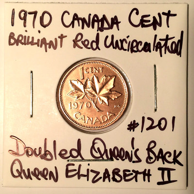 1970 Canada Cent BU Red VHG Doubled Queen Elizabeth's Back Canadian ...