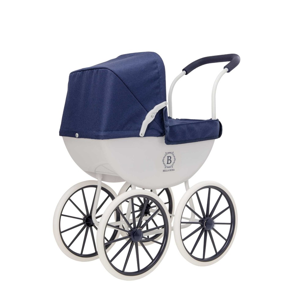 Dolls Navy Carriage Traditional Pram Bedding Bella Rosa My First ...