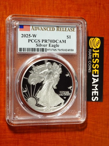 2025 W PROOF SILVER EAGLE PCGS PR70 DCAM ADVANCED RELEASE FLAG LABEL | eBay