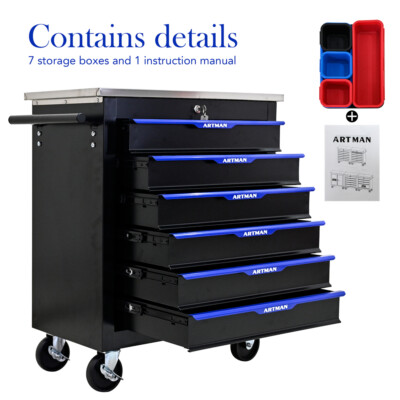 6 Drawers Rolling Tool Box Cart Tool Storage Cabinet Steel Tool Chest w ...